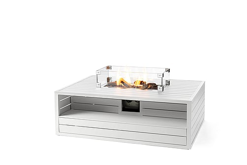 Happy Cocooning Rectangular White Gas Fire Pit