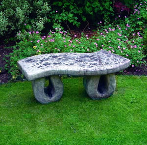 Curved Grey Granite Garden Bench | Free UK Delivery