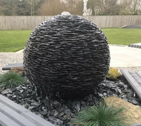 Slate Sphere Garden Water Feature 60cm | Garden Ornaments
