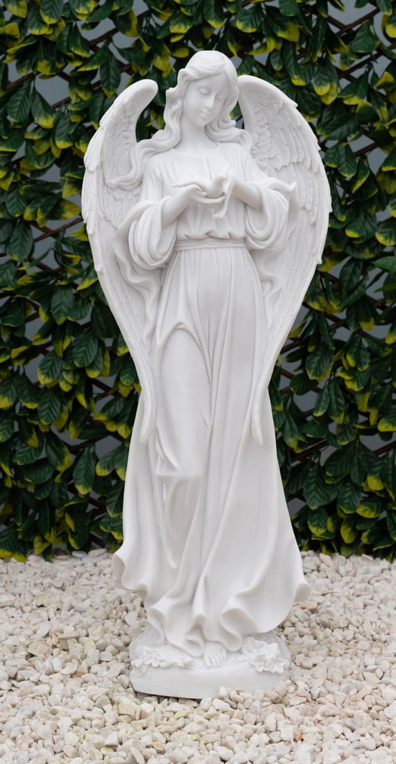 Angel of Peace Garden Statue in White | Garden Ornaments