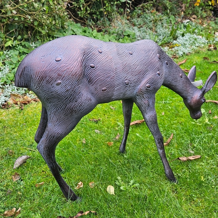 Grazing Doe Garden Sculpture Ornament Medium