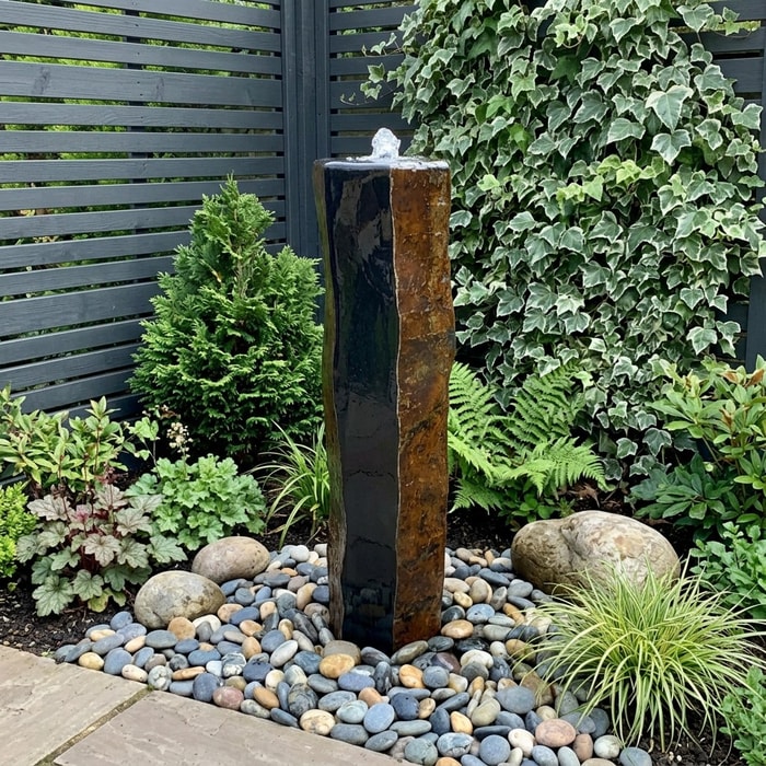 Medium Basalt Column Water Feature with Plinth