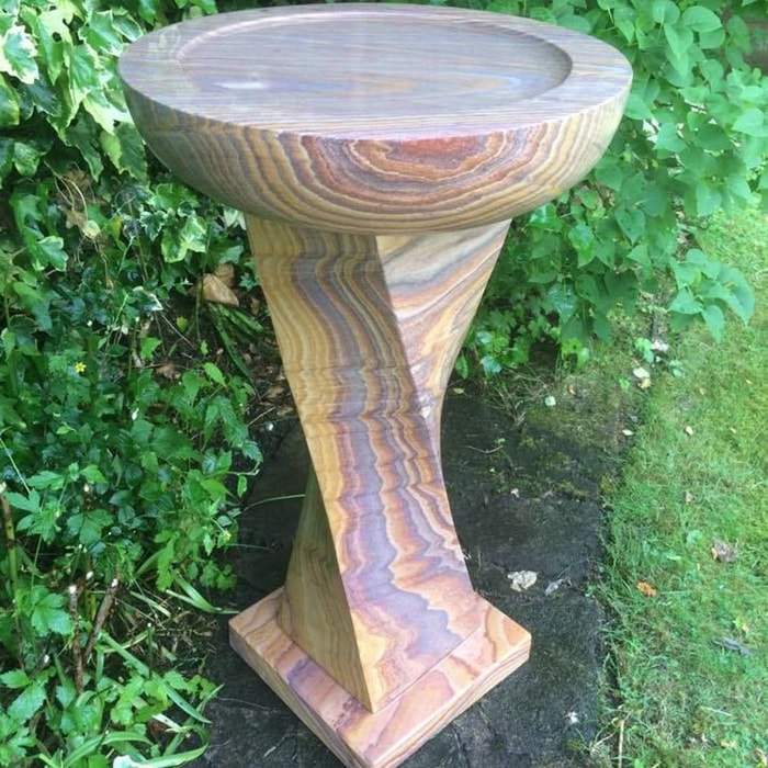 Twisted Column Rainbow Sandstone Birdbath Large