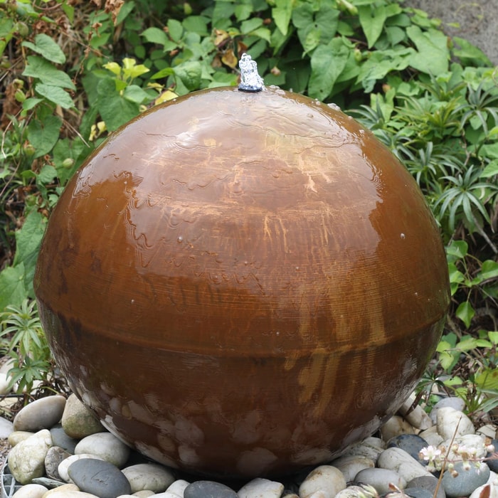 Corten Steel Sphere Water Feature 80cm | Garden Ornaments