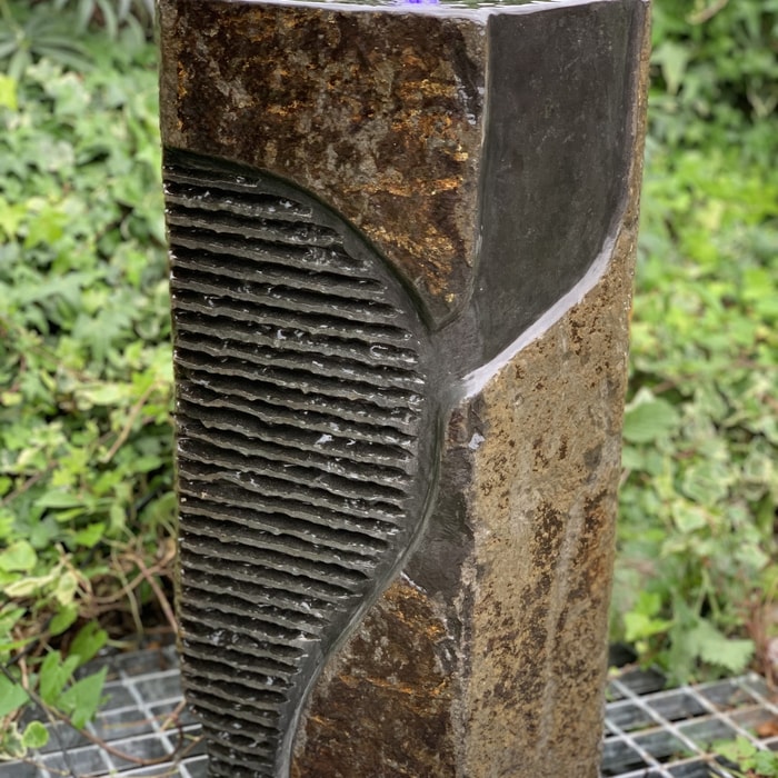 Chiselled Basalt Column Water Feature | Garden Ornaments
