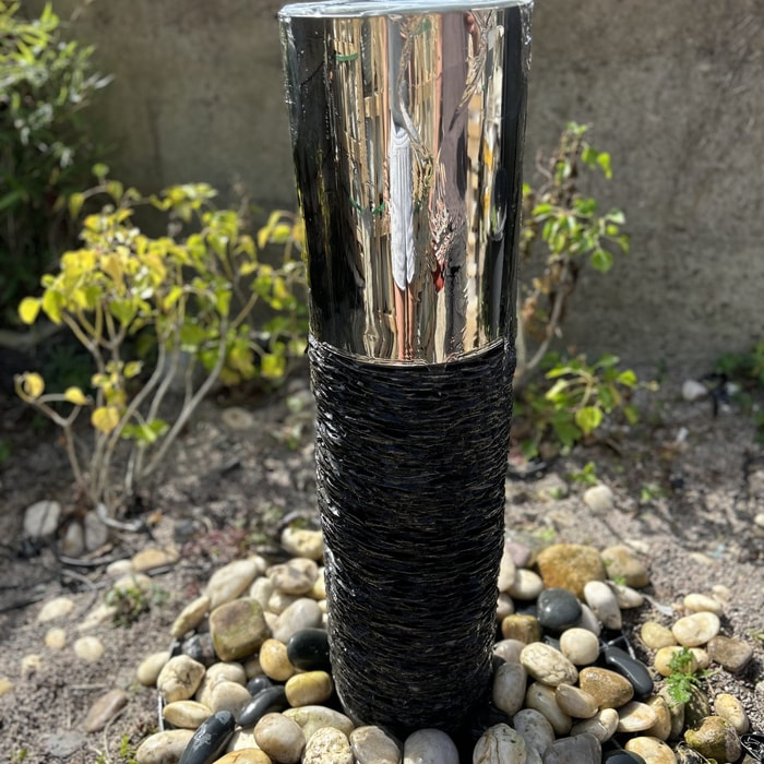 Slate Column with Stainless Steel Water Feature