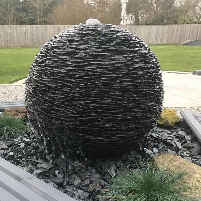 Slate Sphere Garden Water Feature 50cm | Garden Ornaments