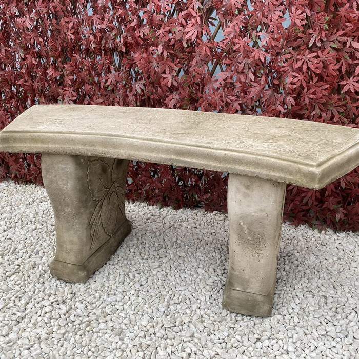 Curved Leaf Stone Garden Bench in Stone | Garden Ornaments