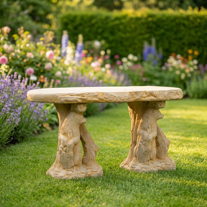 Otter Stone Garden Bench in Sandstone | Garden Ornaments
