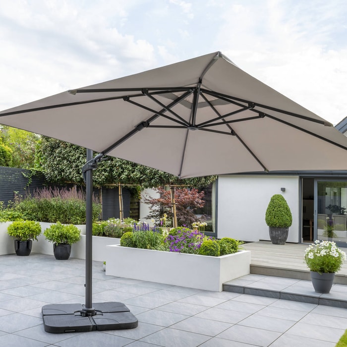 Garden Must Haves Royce Executive 3m Cantilever Parasol Soft Grey