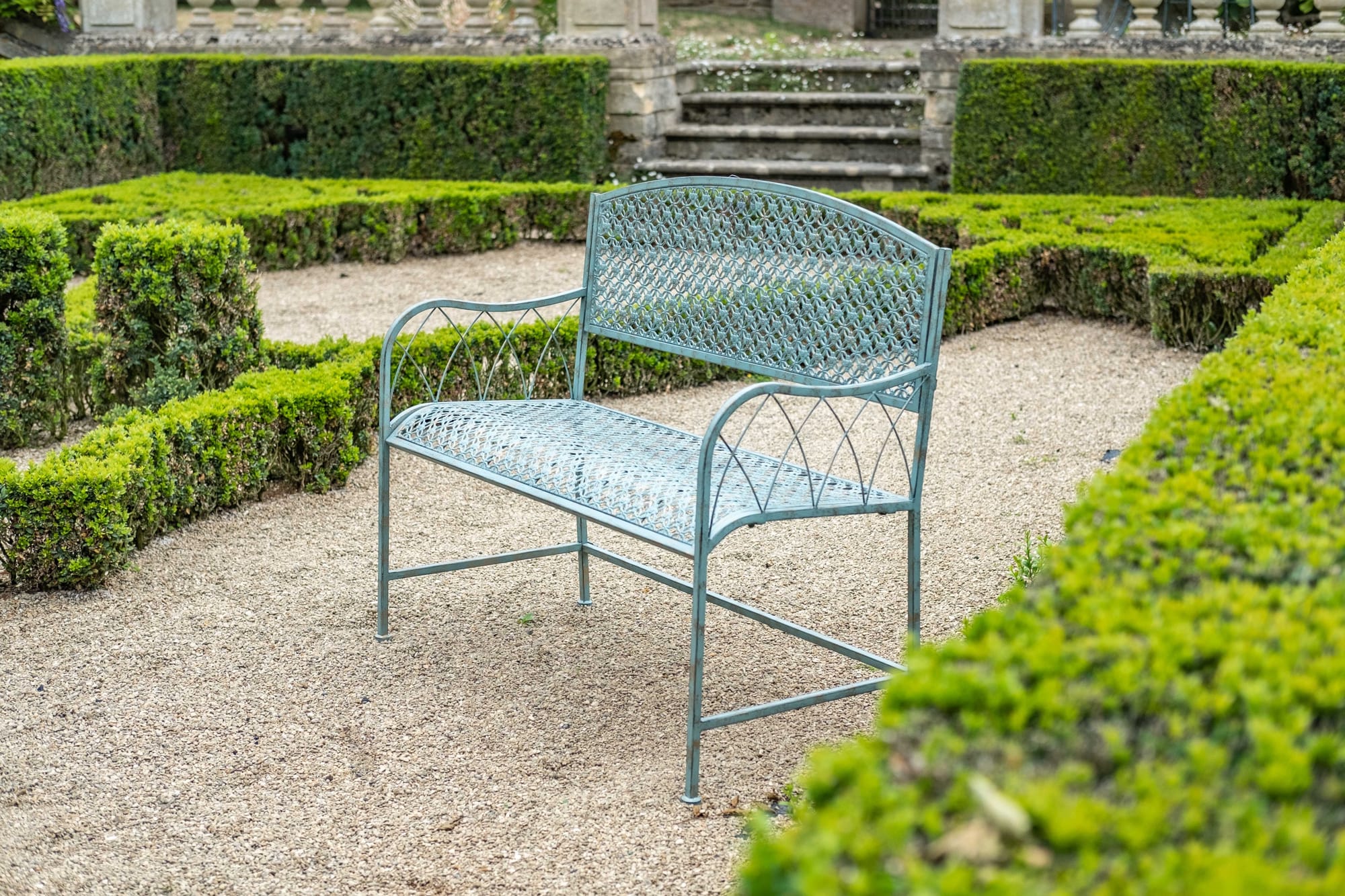 Littledean Vintage Green Metal Garden Bench