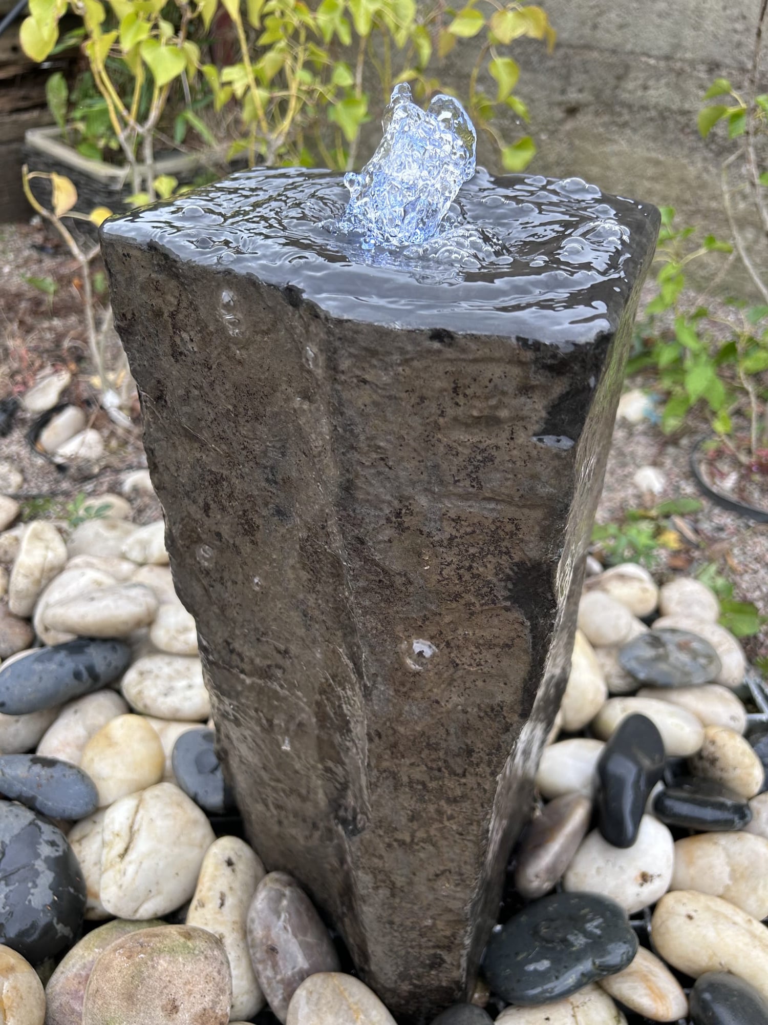 Drilled Basalt Column Water Feature 50cm