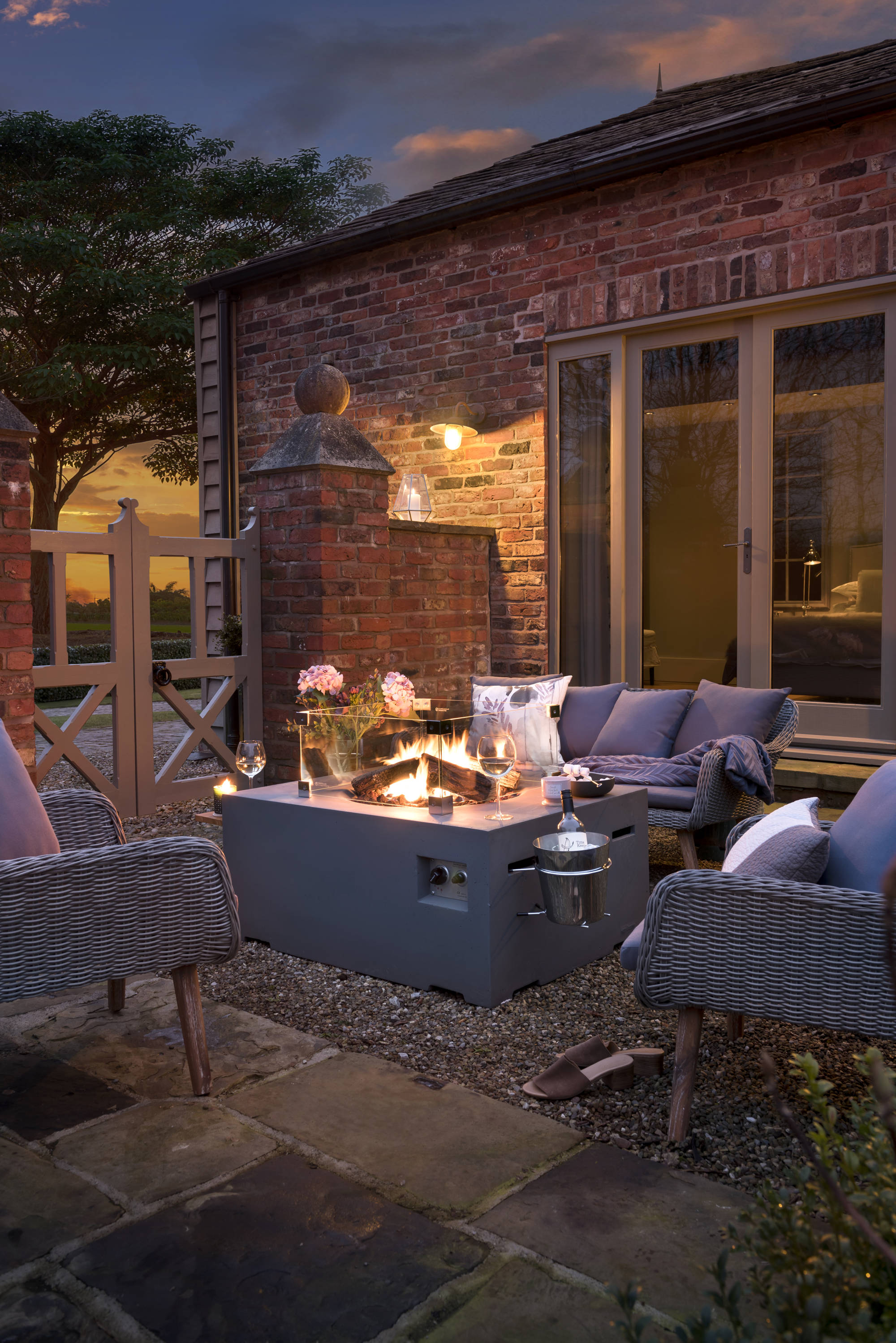 Happy Cocooning Rectangular Grey Gas Fire Bowl